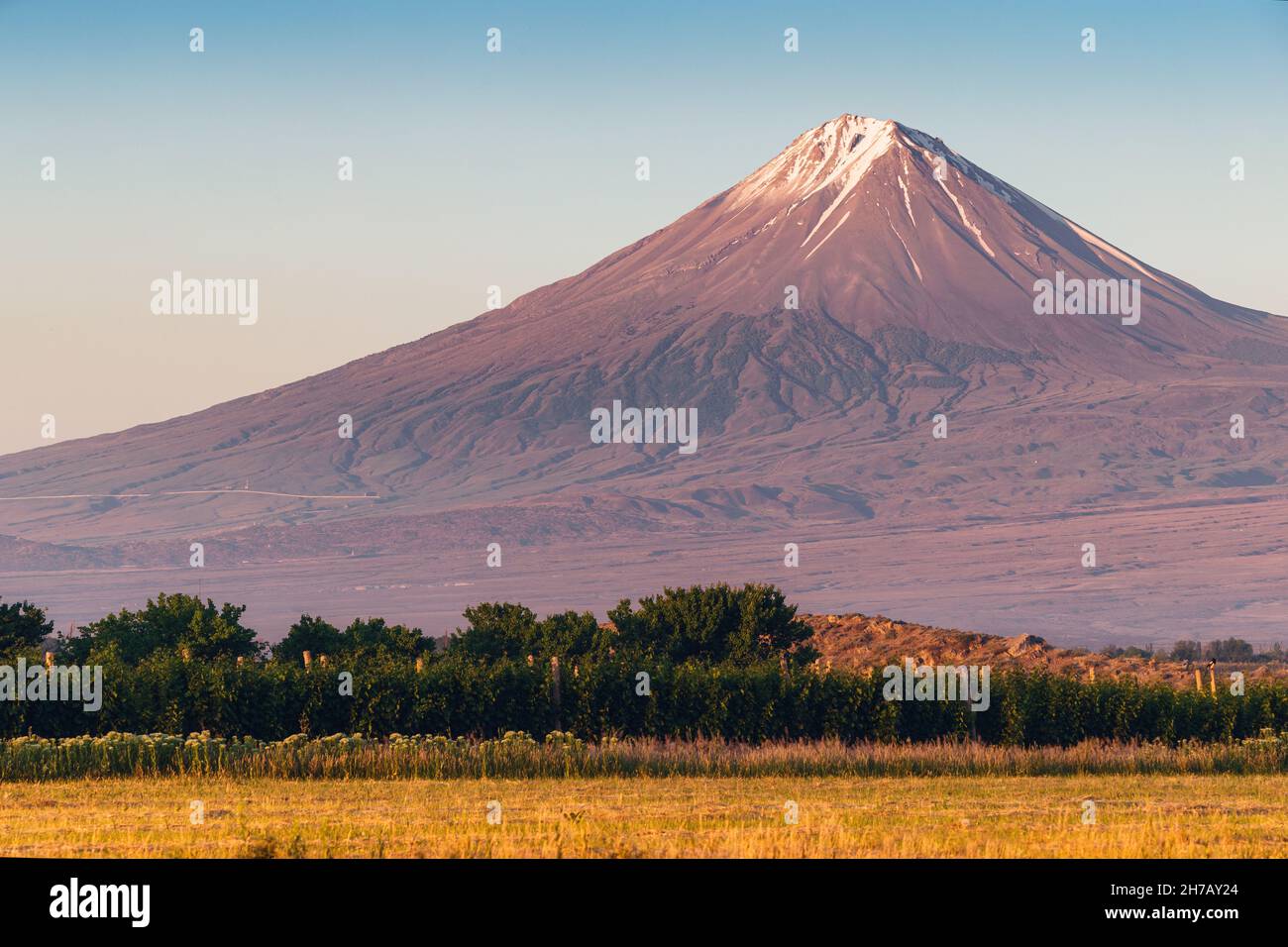 Mount Sis or Lesser Ararat with an ideal conical volcano shape. The ...