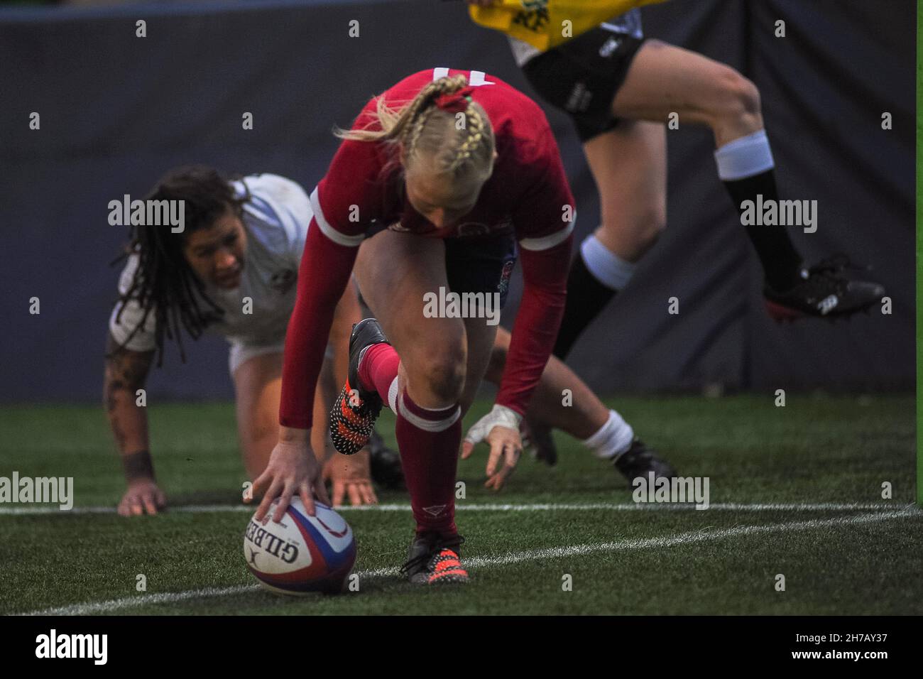 England try During the Womens International Rugby game between England ...