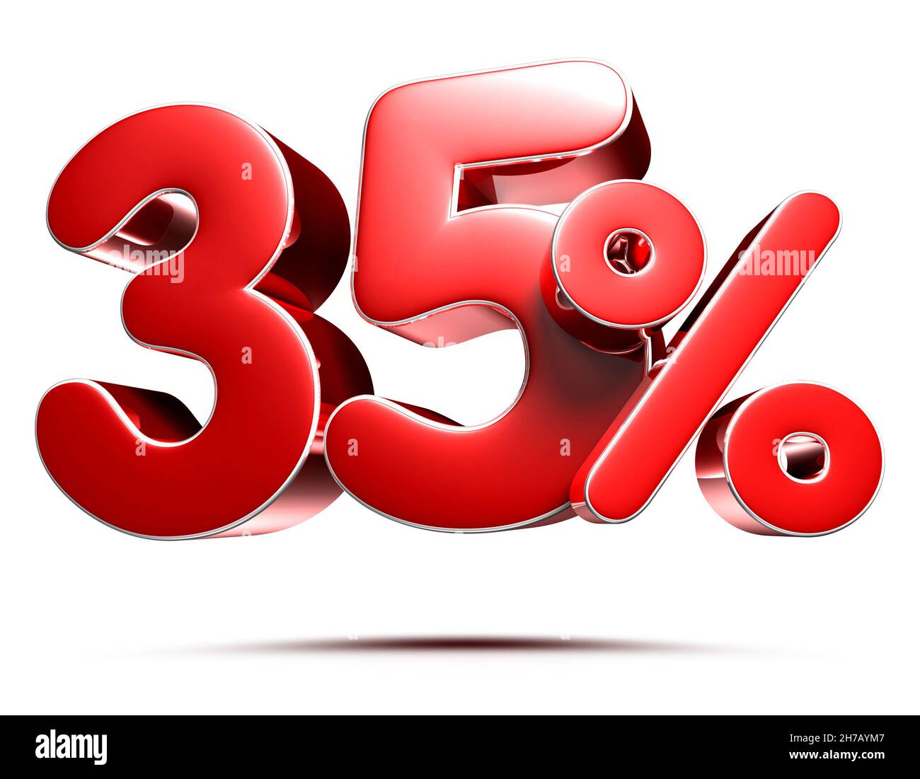 35 percent red 3D illustration on white background with clipping path ...