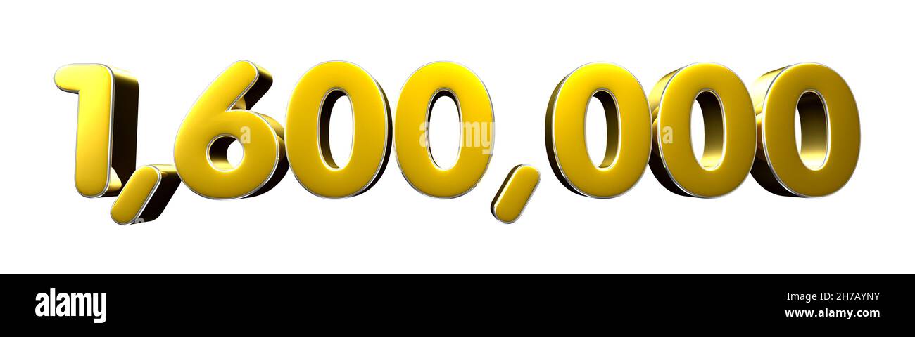 1600000 gold of silver 3D illustration on white background with ...