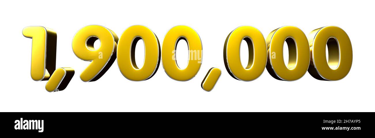 1900000 gold of silver 3D illustration on white background with ...