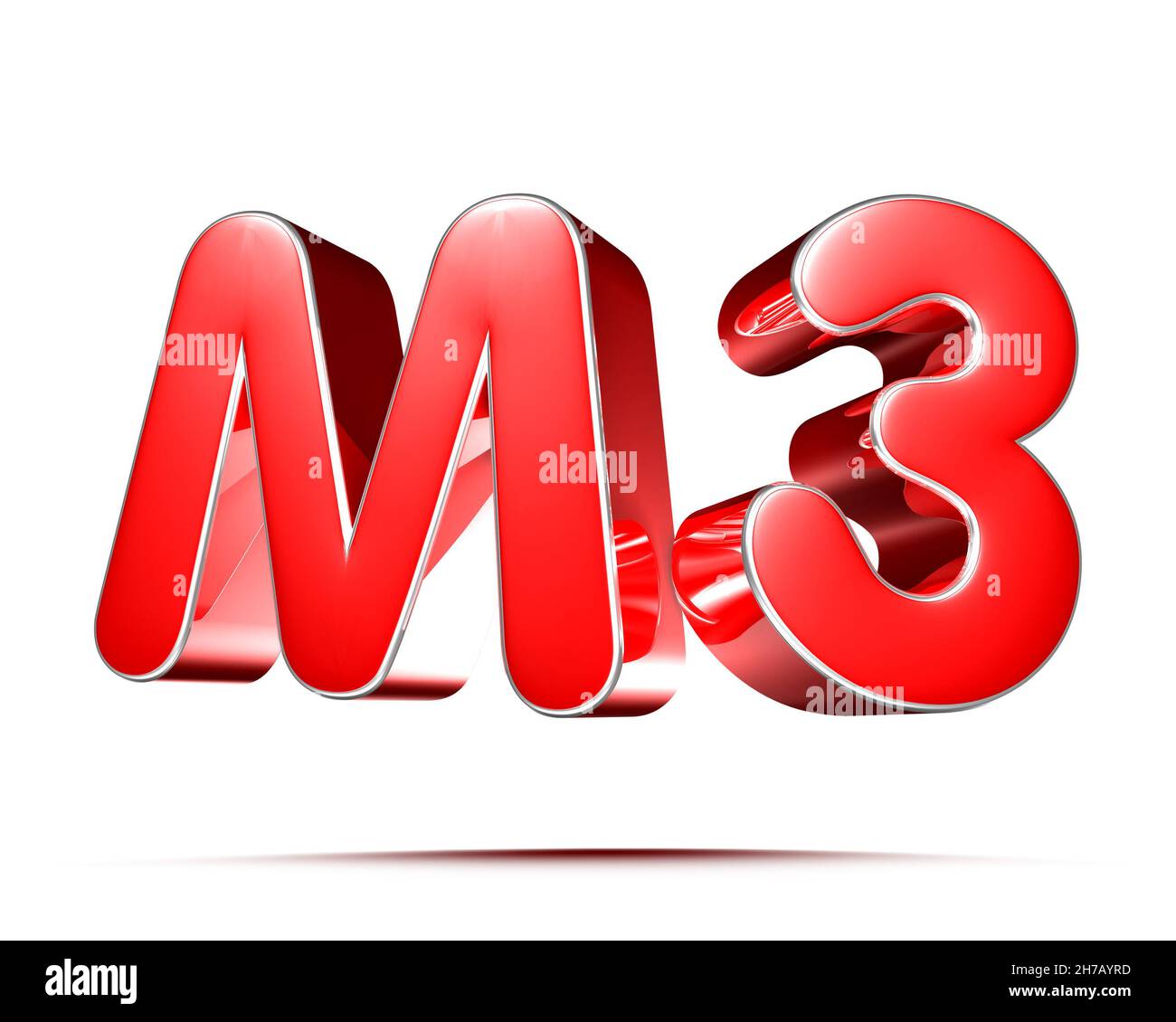 M3 red 3D illustration on white background with clipping path Stock ...