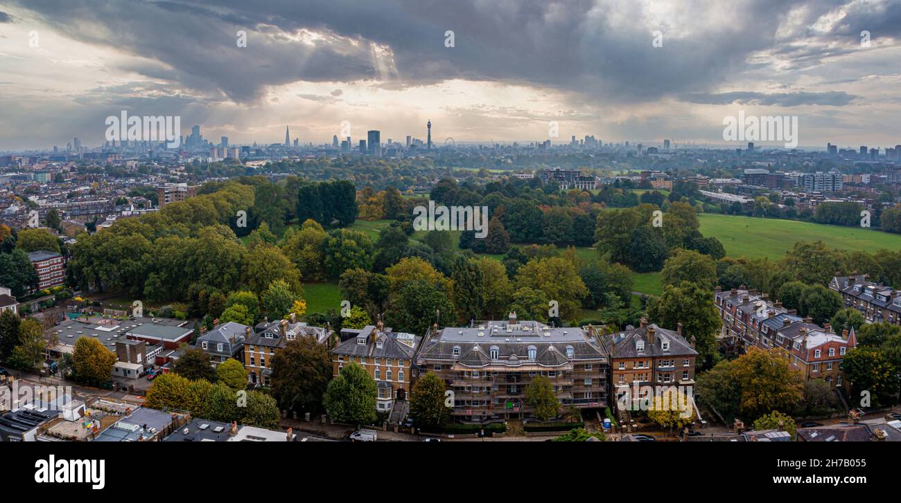 Beautiful aerial view of London with many green parks Stock Photo - Alamy