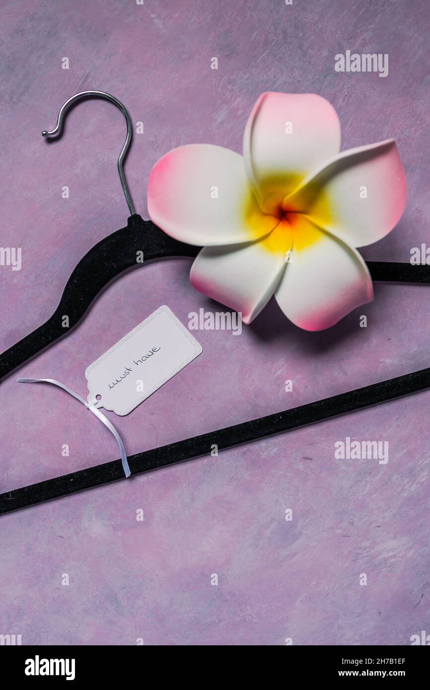 fashion industry and shopping trends concept, velvet clothes hanger on ...
