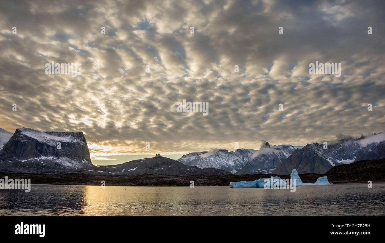 Bjorne Islands with Renland and Grundtvigskirken peak in the background ...