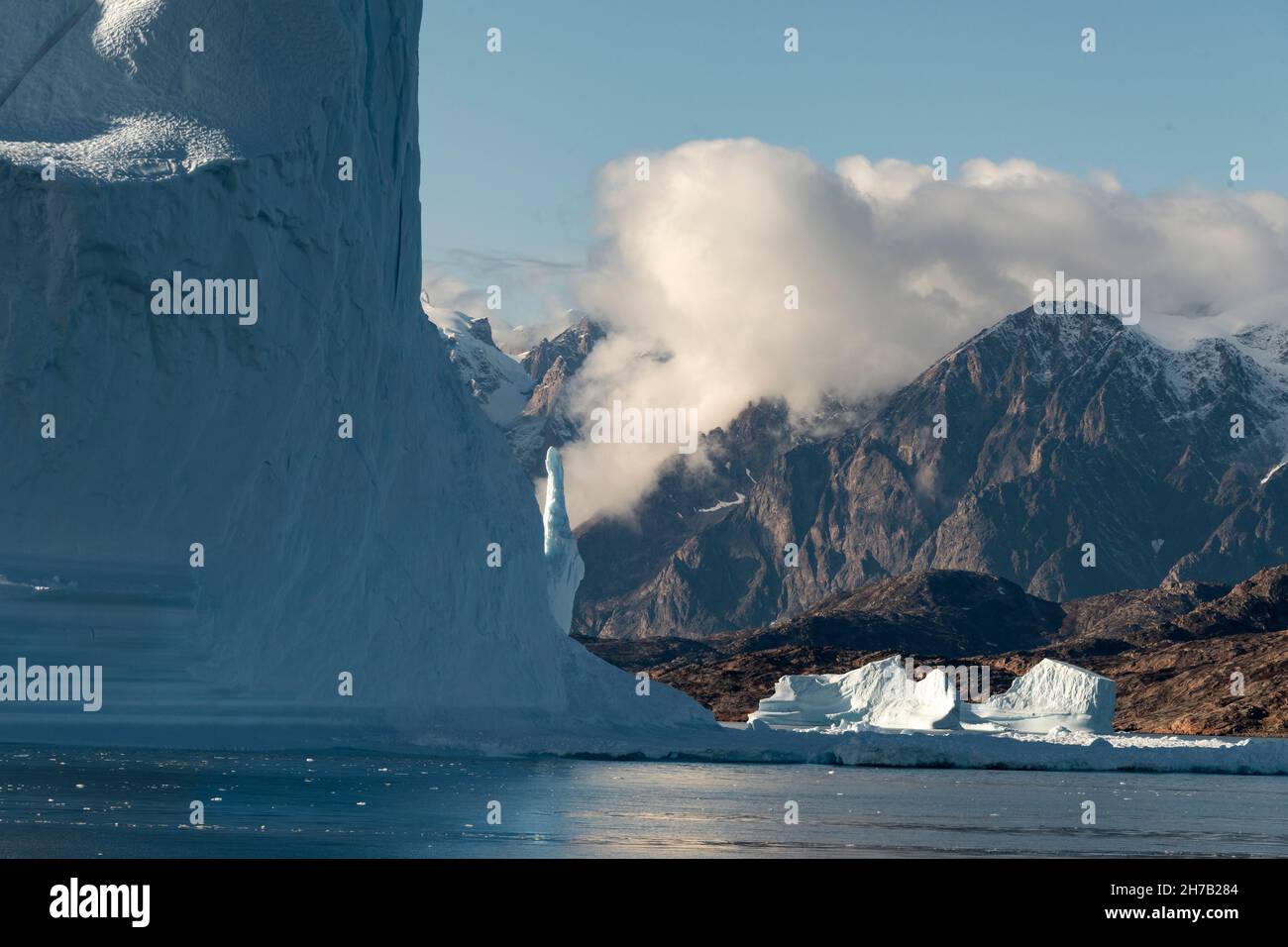 Icebergs off Milne Island, Hall Bredning, Scoresby Sund, Greenland ...