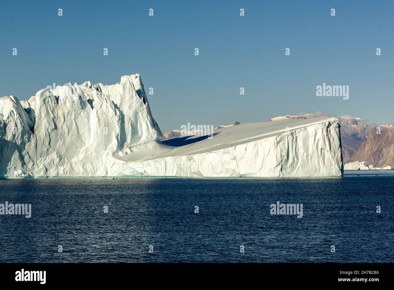 Jagged ice shadows on a smooth iceberg plane, Hall Bredning, Scoresby ...
