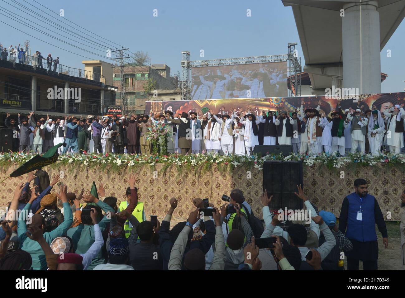 Lahore, Pakistan. 21st Nov, 2021. Hafiz Saad Rizvi leader of Tehreek-e ...