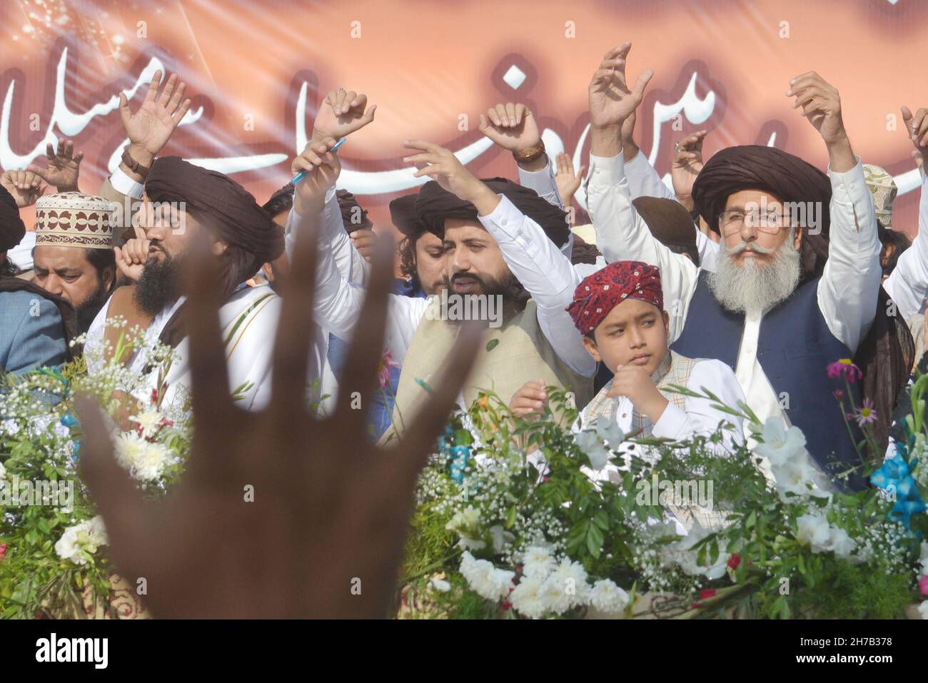 Lahore, Pakistan. 21st Nov, 2021. Hafiz Saad Rizvi leader of Tehreek-e ...