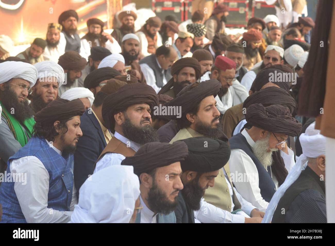 Lahore, Pakistan. 21st Nov, 2021. Hafiz Saad Rizvi leader of Tehreek-e ...