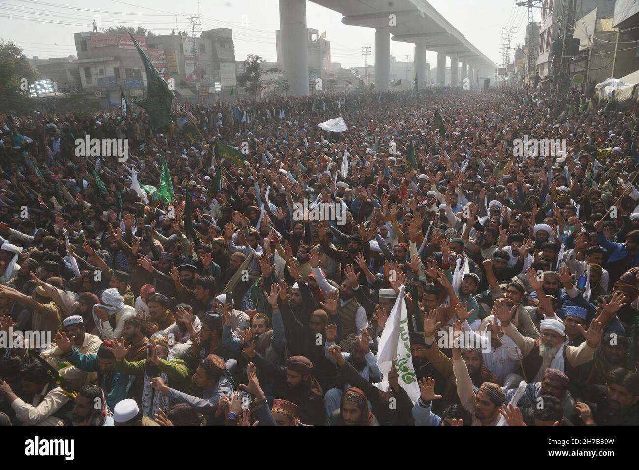 Lahore, Pakistan. 21st Nov, 2021. Hafiz Saad Rizvi leader of Tehreek-e ...