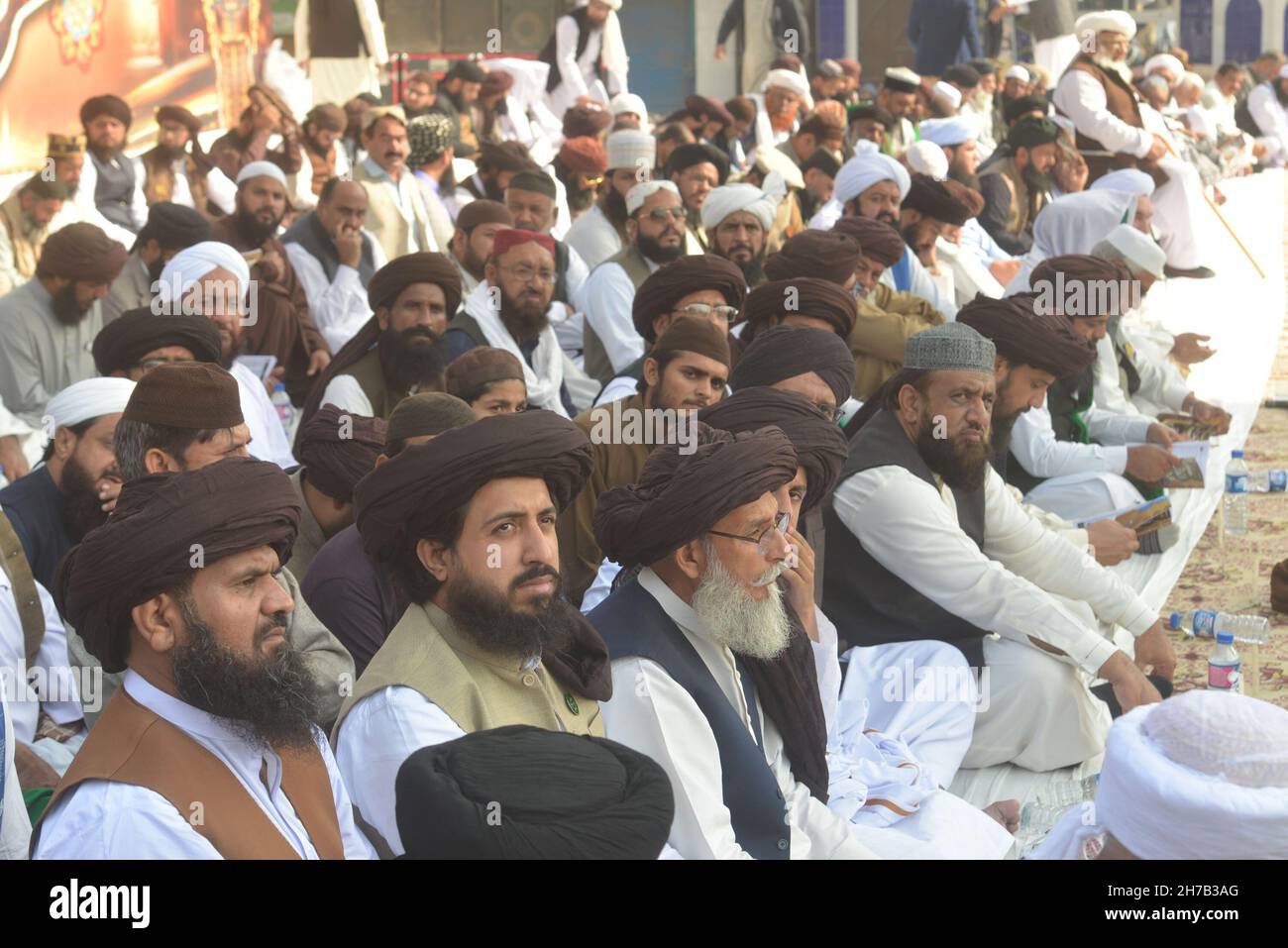 Lahore, Pakistan. 21st Nov, 2021. Hafiz Saad Rizvi leader of Tehreek-e ...