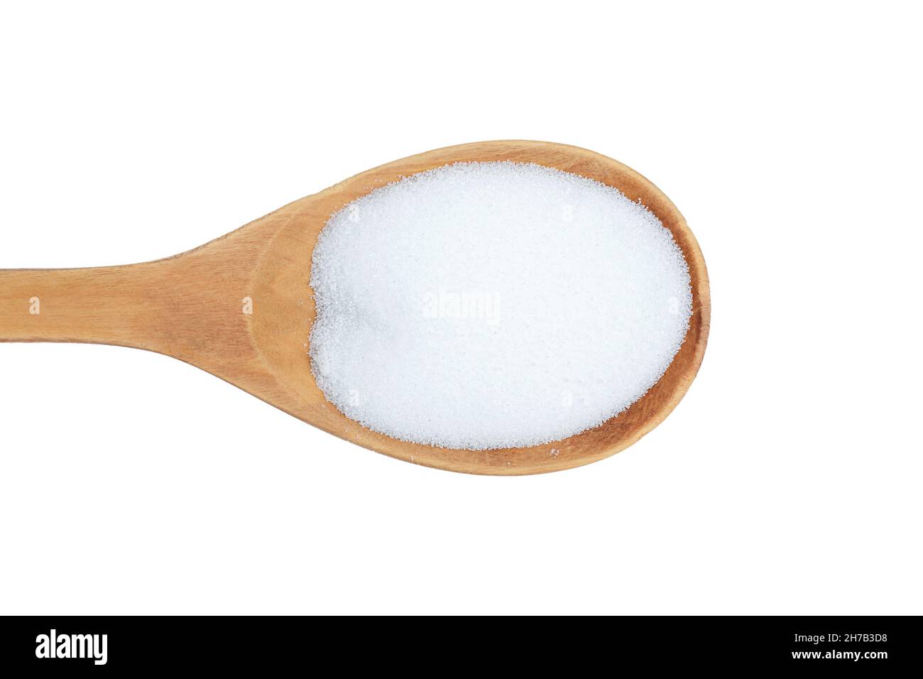 Table salt in wooden spoon isolated on white background Stock Photo - Alamy