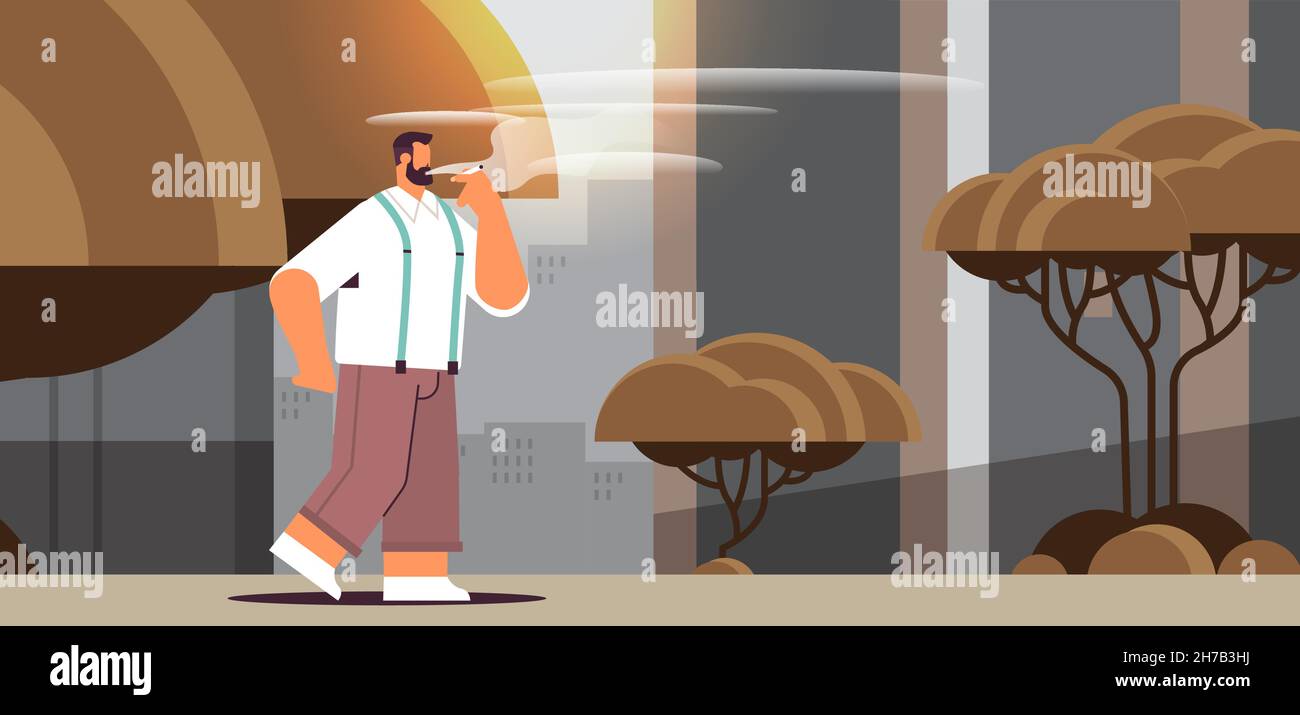 man walking in park and smoking cigarette bad habits unhealthy ...