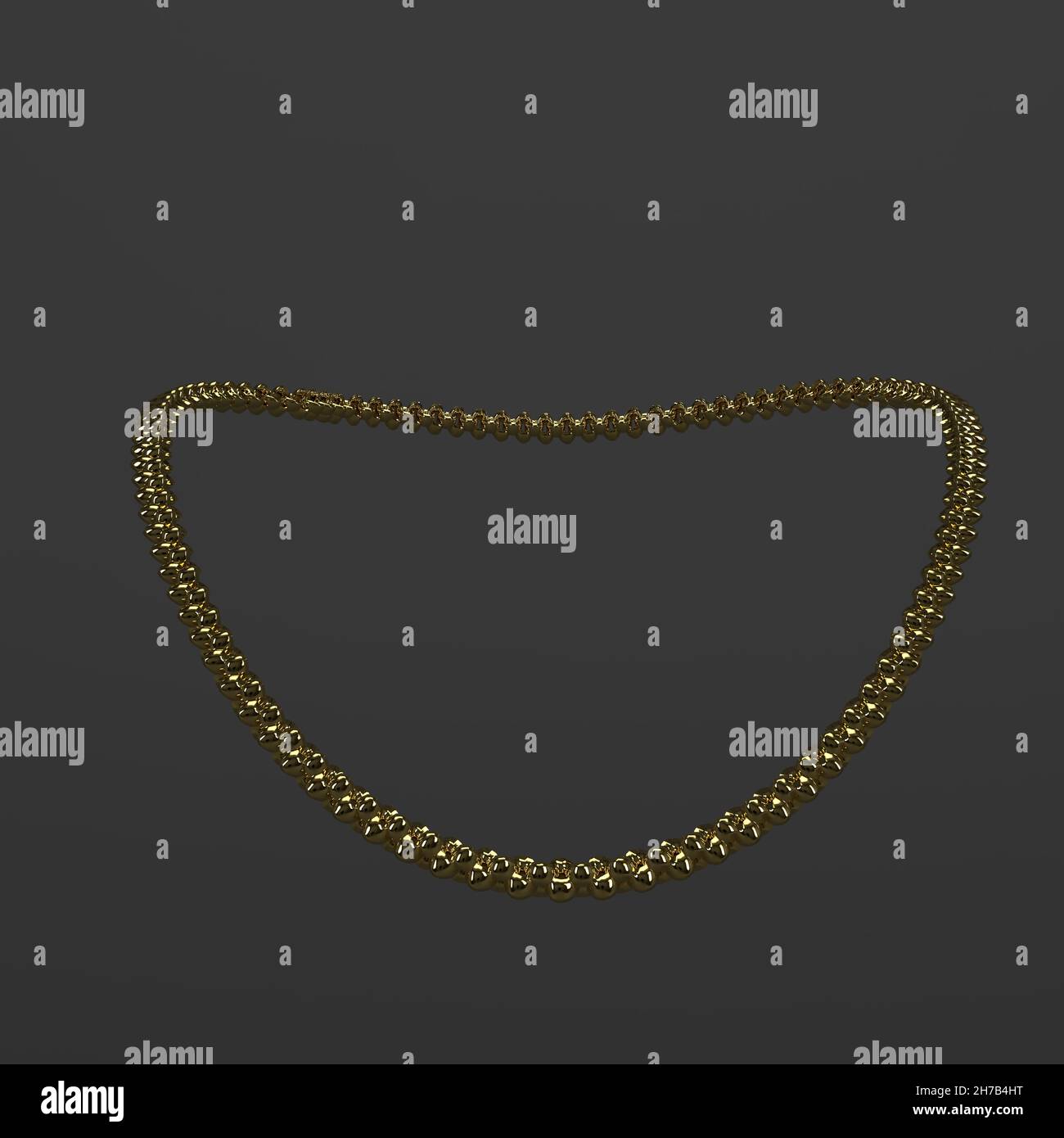gold and shiny gold chain around the neck on a dark gray background ...