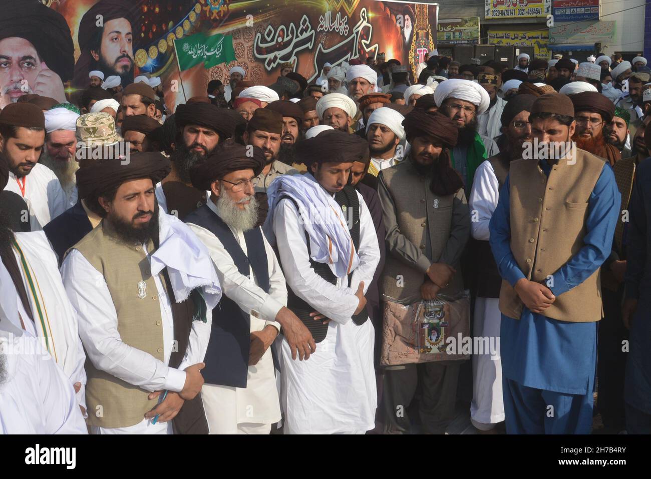 Lahore, Punjab, Pakistan. 21st Nov, 2021. Hafiz Saad Rizvi leader of ...