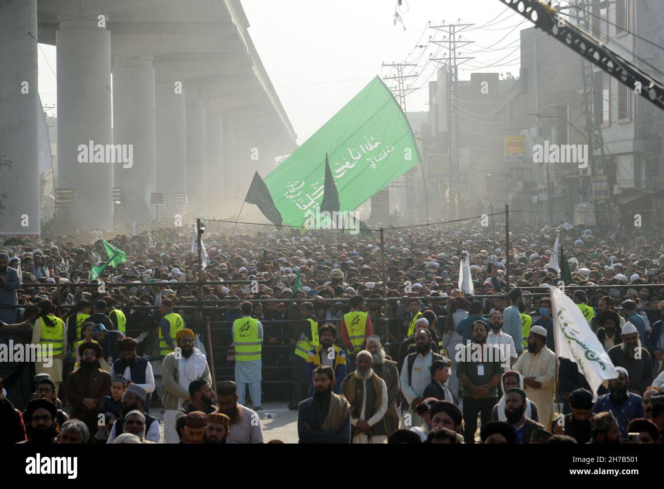 Lahore, Punjab, Pakistan. 21st Nov, 2021. Hafiz Saad Rizvi leader of ...