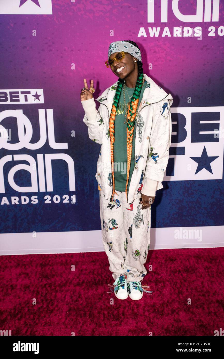 Music Artist Marzz on the Red Carpet at the 2021 Soul Train Awards held ...