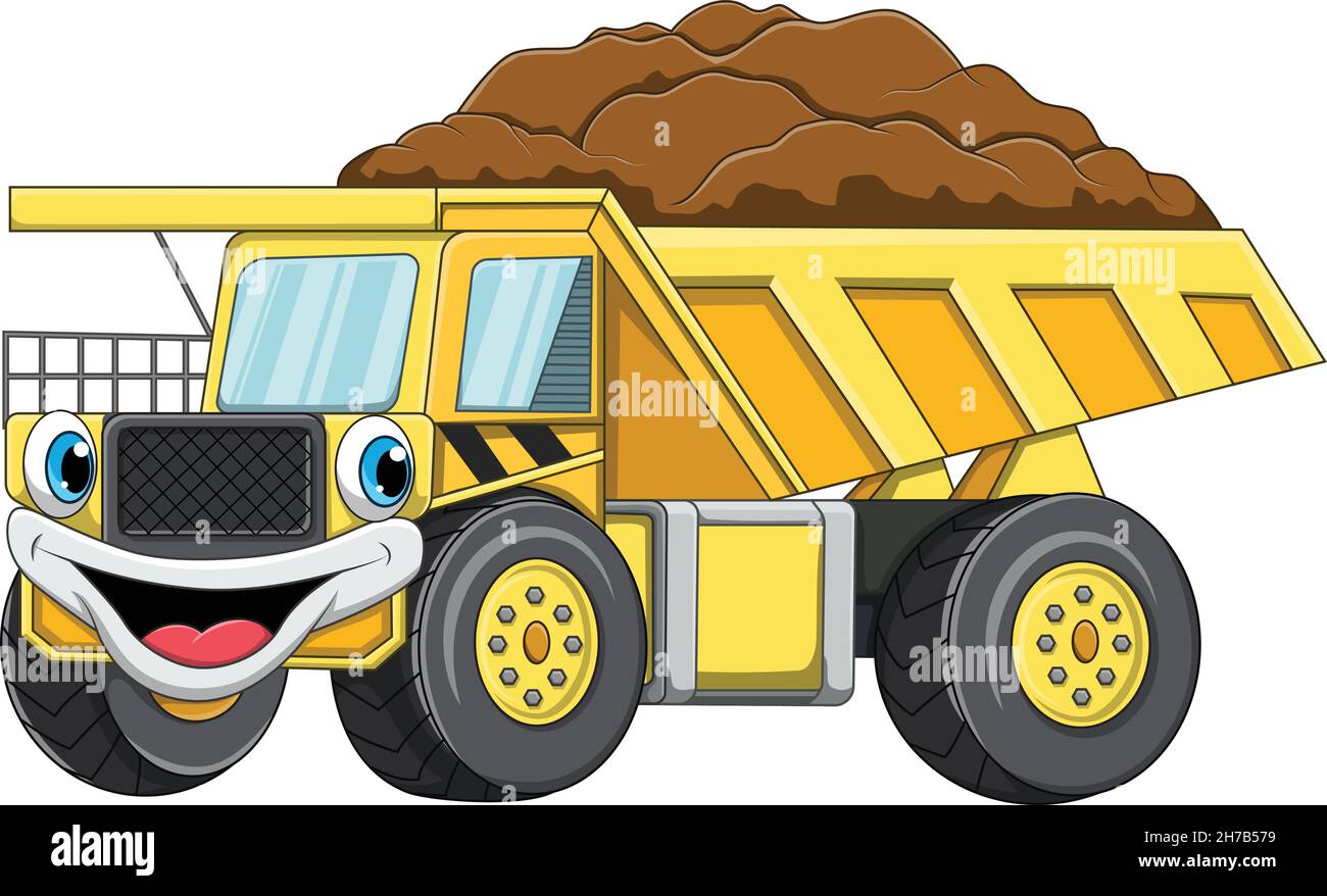 Cartoon happy yellow dump truck Stock Vector Image & Art - Alamy