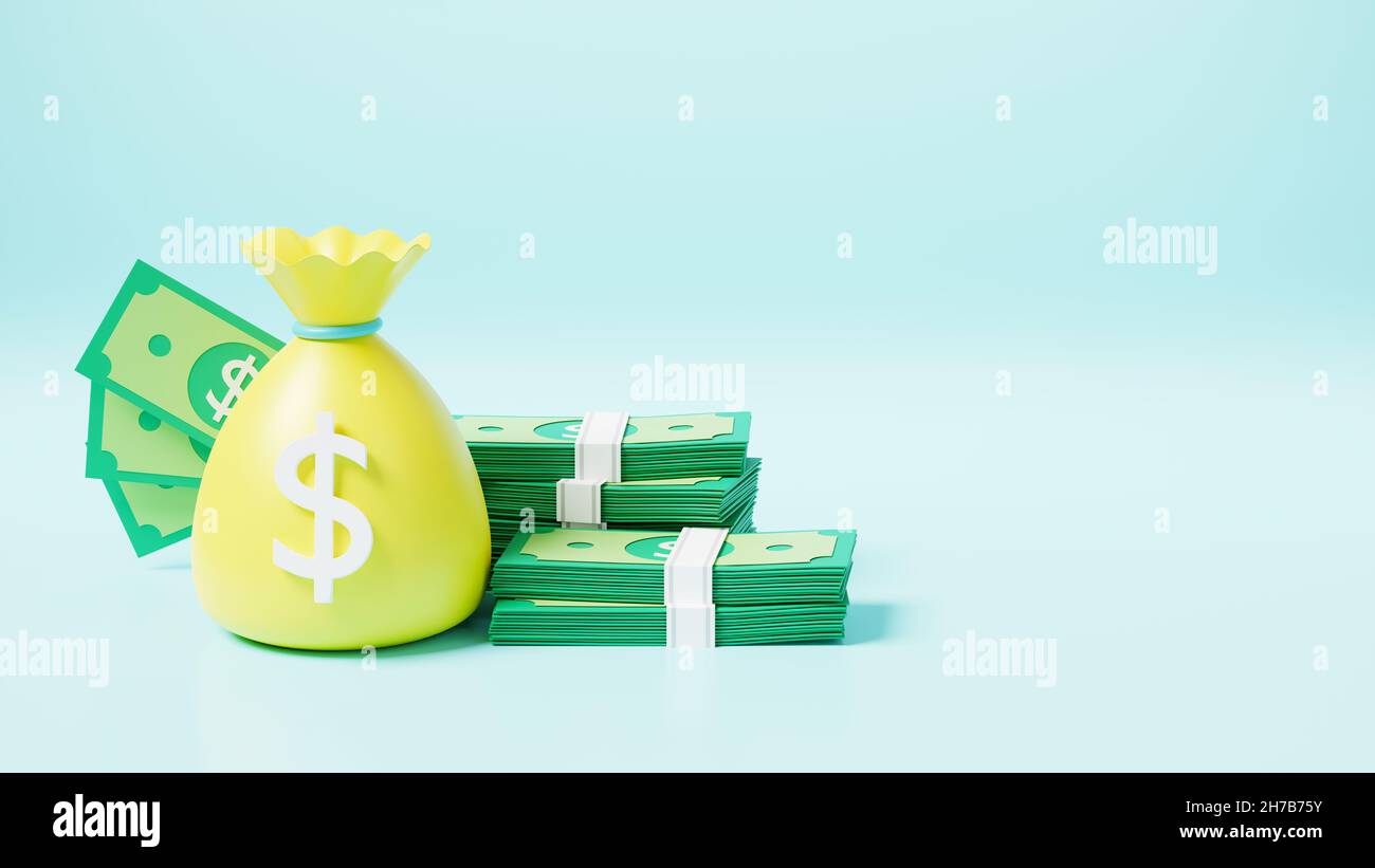 Money bag with stack dollar banknote icon, moneybag savings money or ...