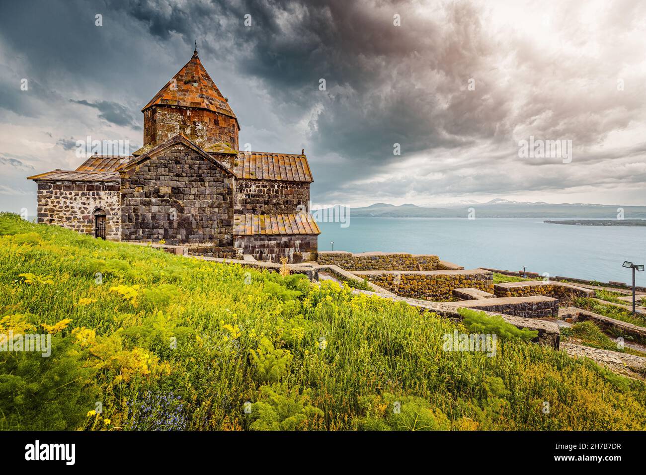 Famous Sevanavank Monastery on the shore of Lake Sevan is the main religious and tourist ...