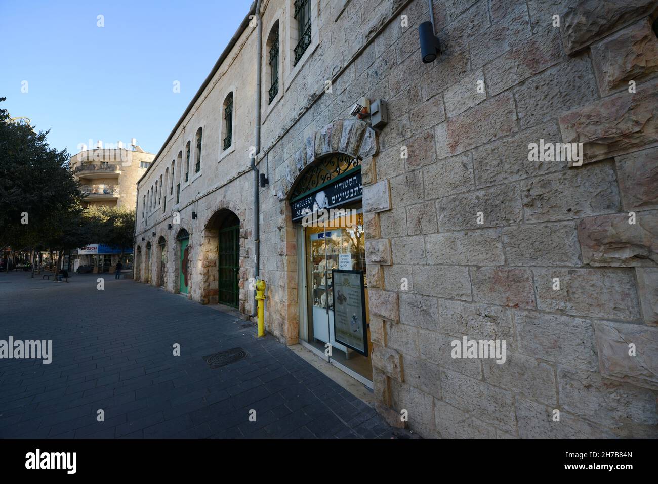 Beautiful old buildings along Jaffa street in central Jerusalem, Israel ...