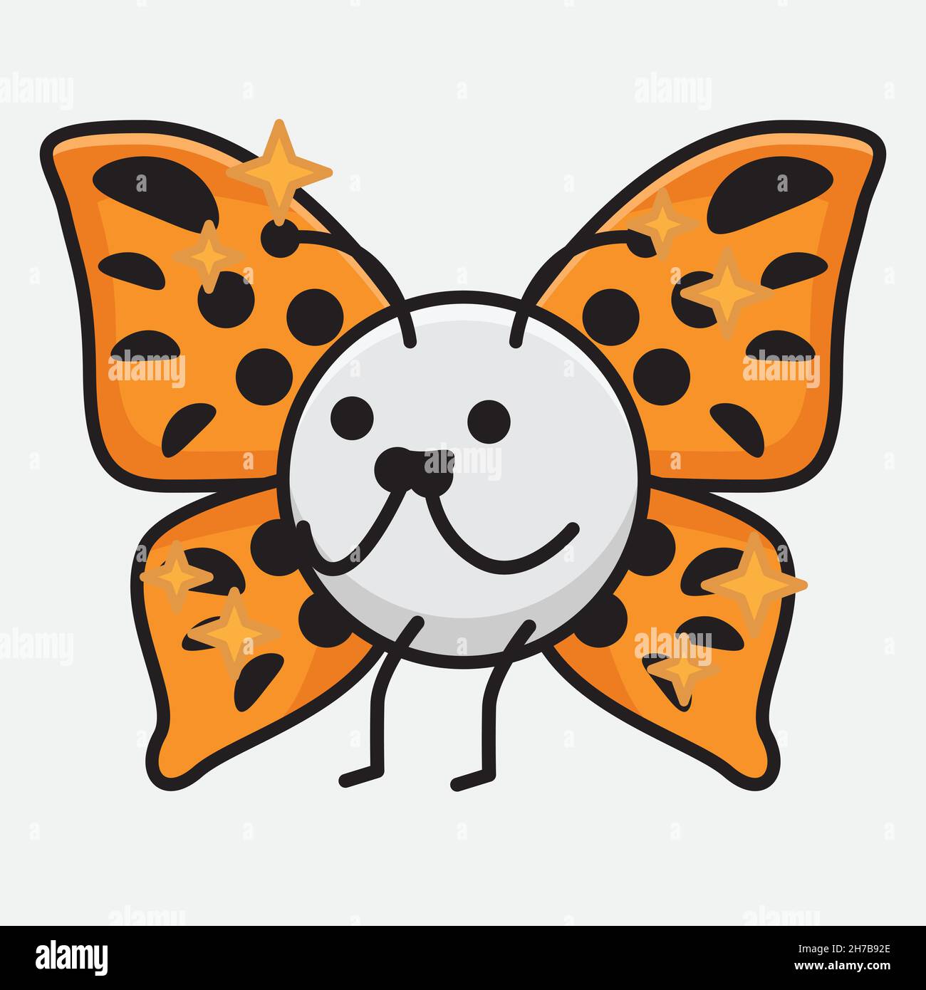Vector Illustration of Butterfly Character with cute face, simple hands ...