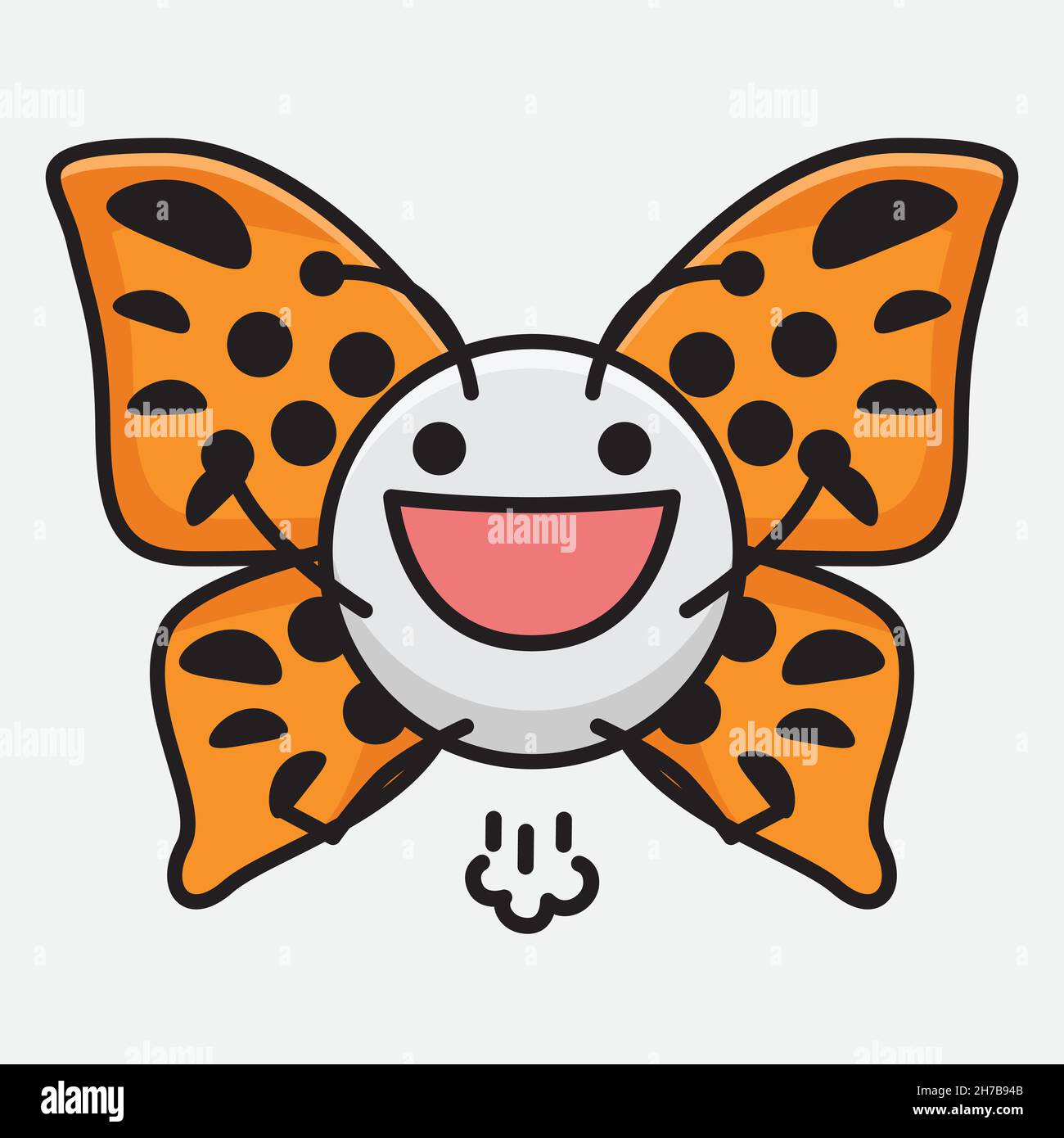 Vector Illustration of Butterfly Character with cute face, simple hands ...