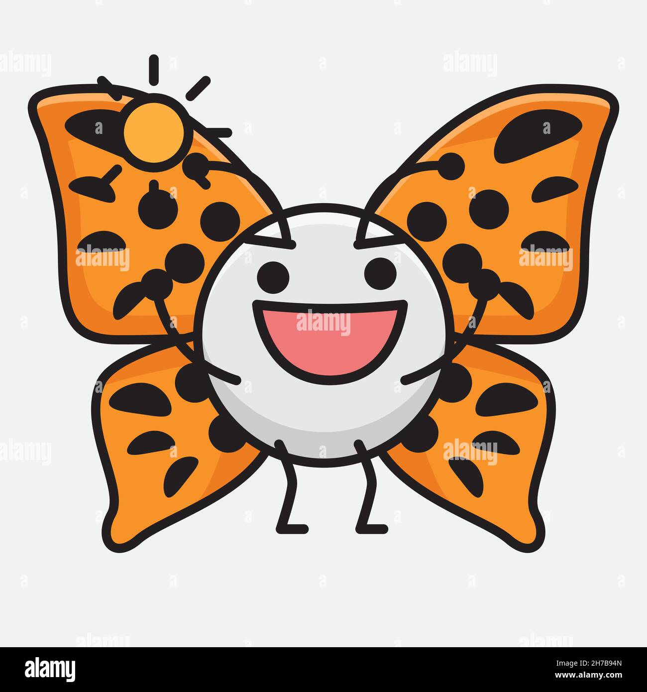 Vector Illustration of Butterfly Character with cute face, simple hands ...