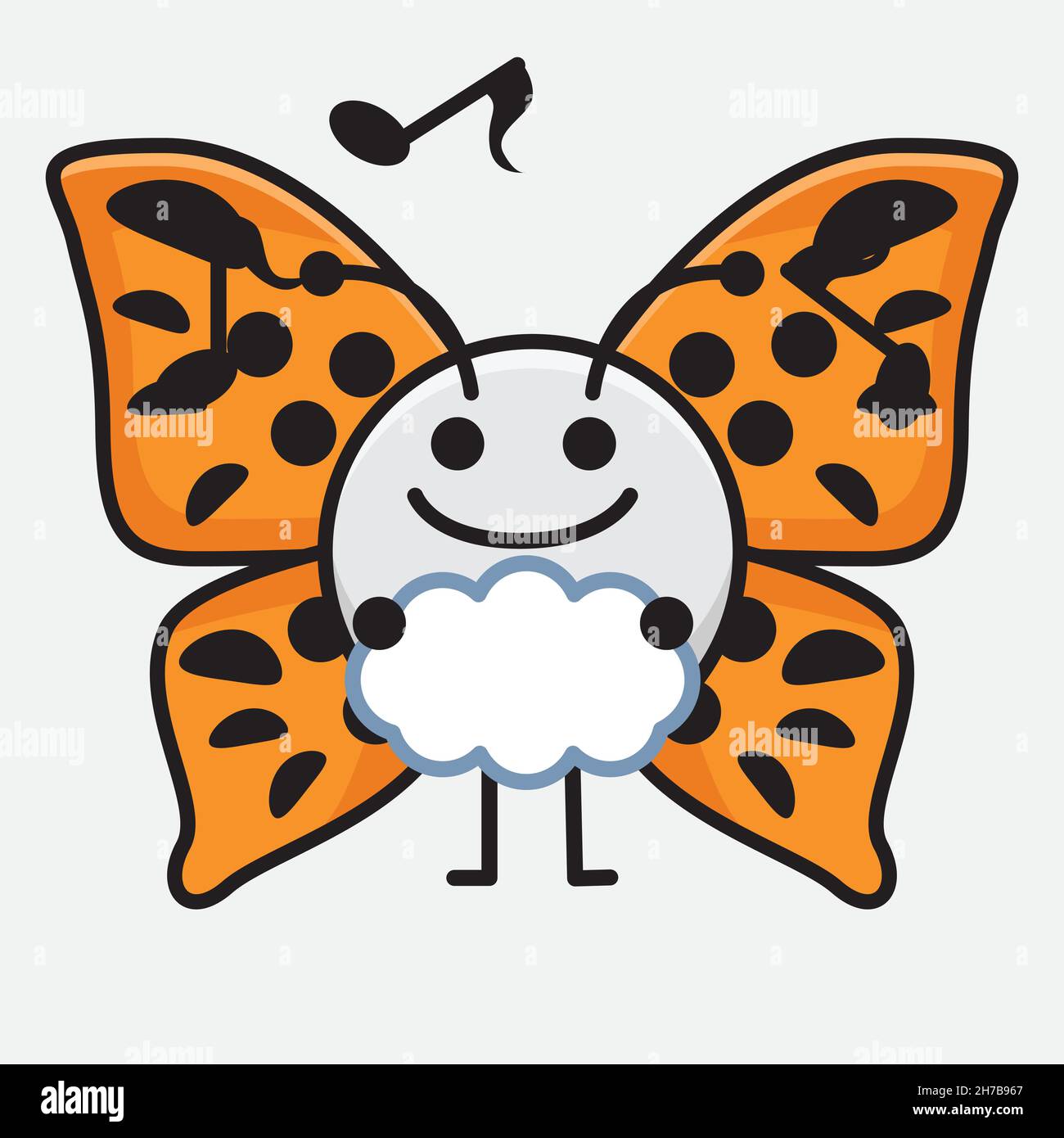 Vector Illustration of Butterfly Character with cute face, simple hands ...