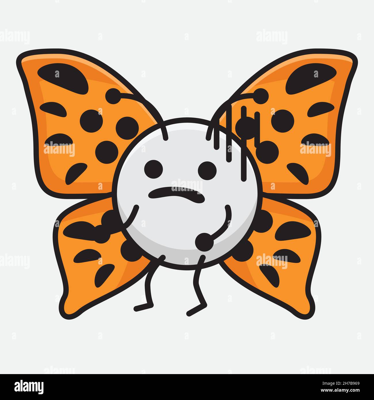 Vector Illustration of Butterfly Character with cute face, simple hands ...