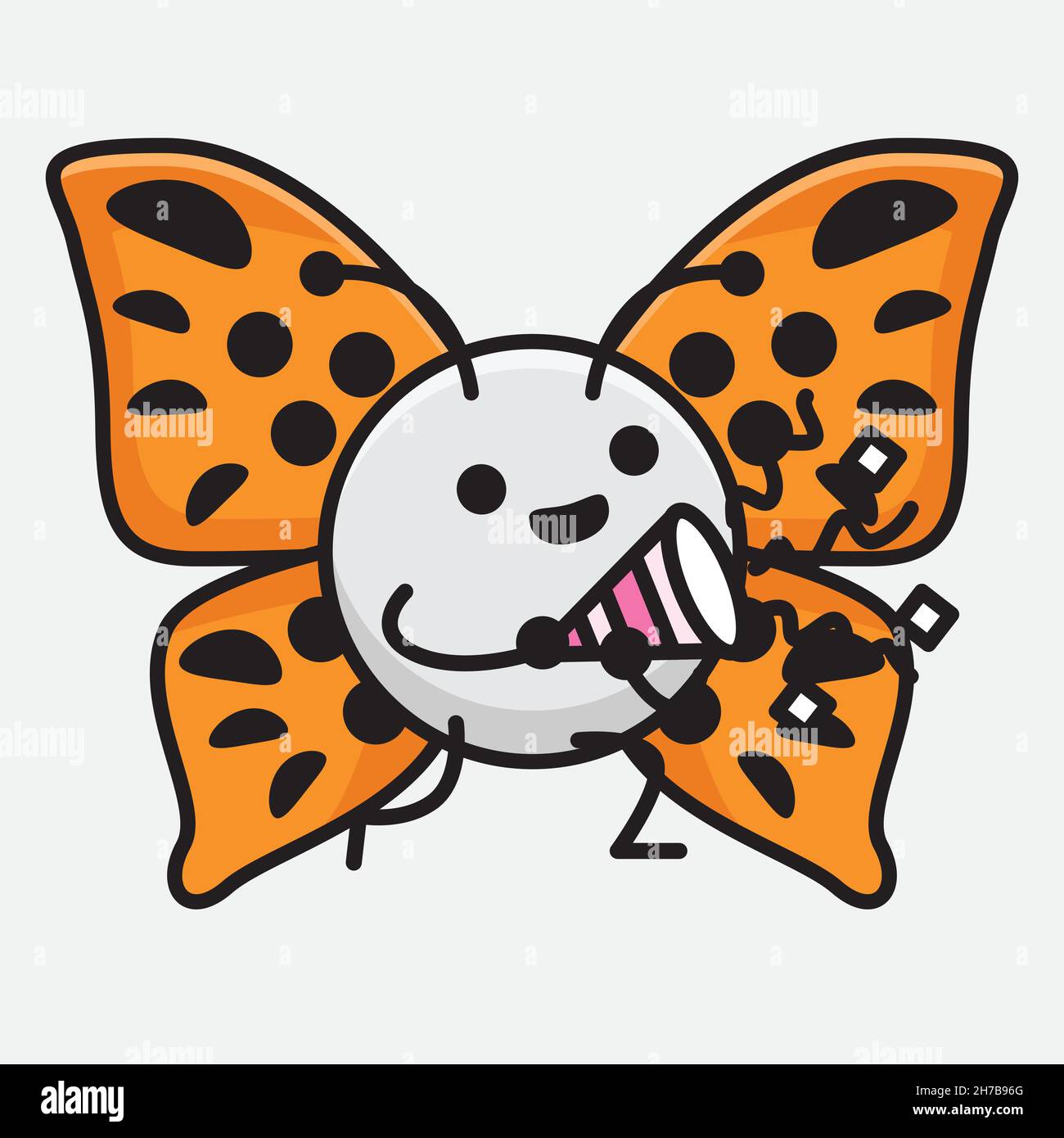 Vector Illustration of Butterfly Character with cute face, simple hands ...