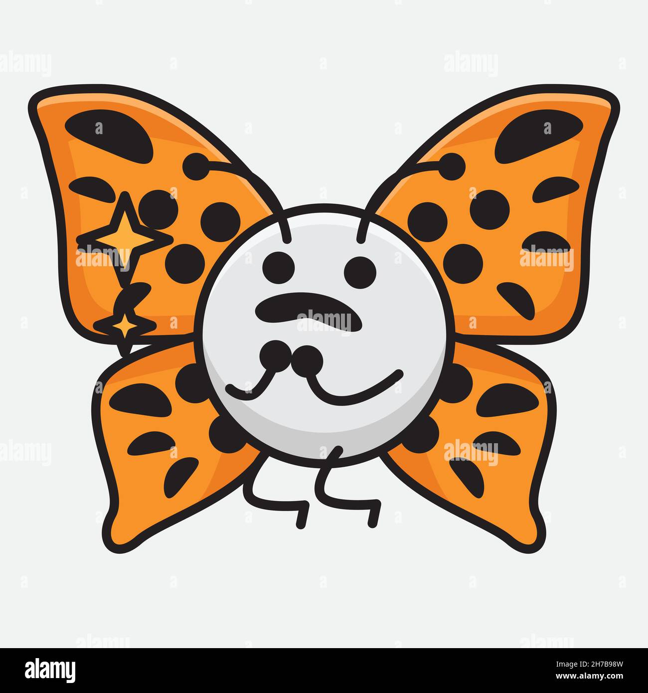 Vector Illustration of Butterfly Character with cute face, simple hands ...