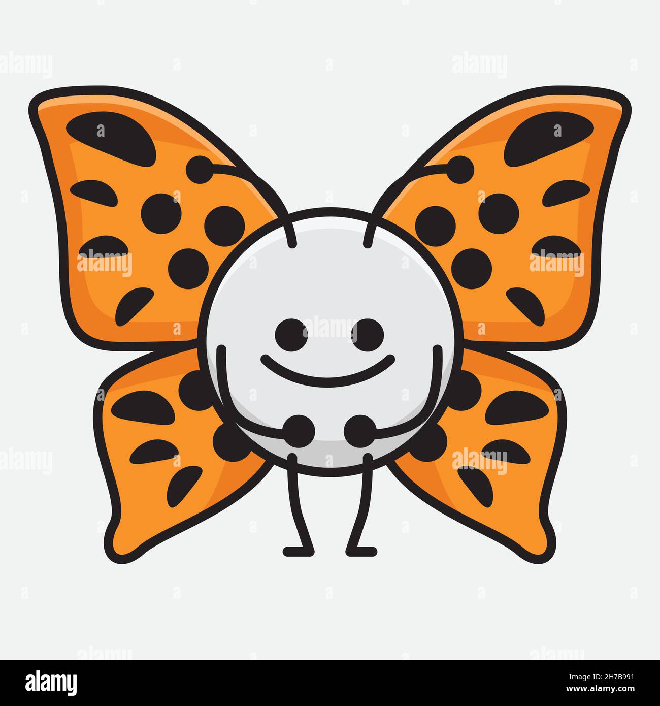 Vector Illustration of Butterfly Character with cute face, simple hands ...