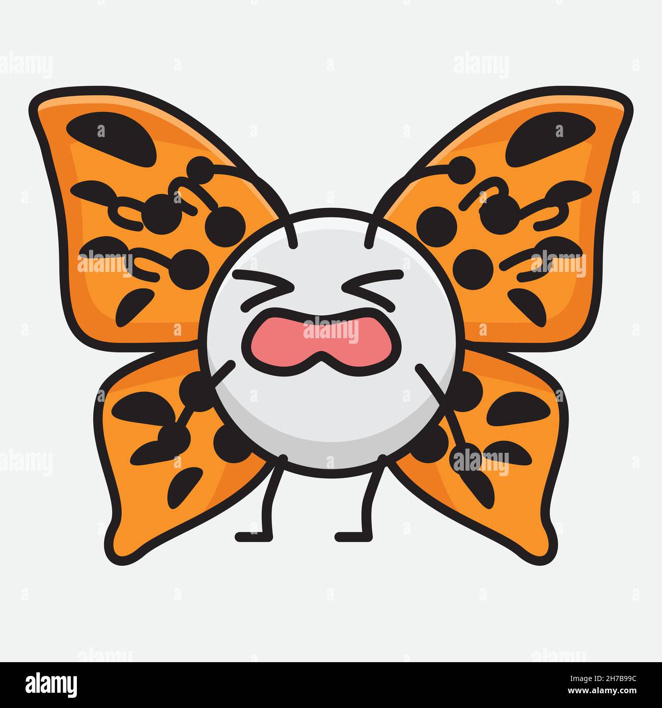 Vector Illustration of Butterfly Character with cute face, simple hands ...