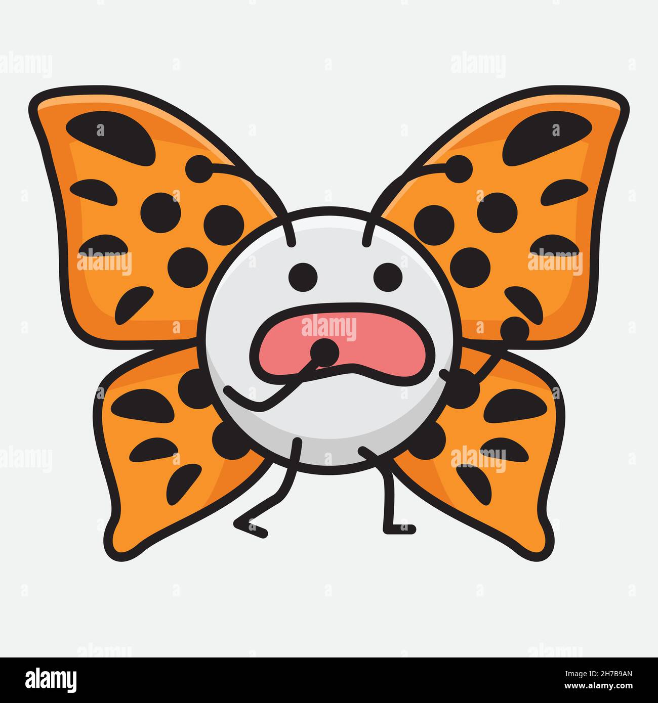 Vector Illustration of Butterfly Character with cute face, simple hands ...