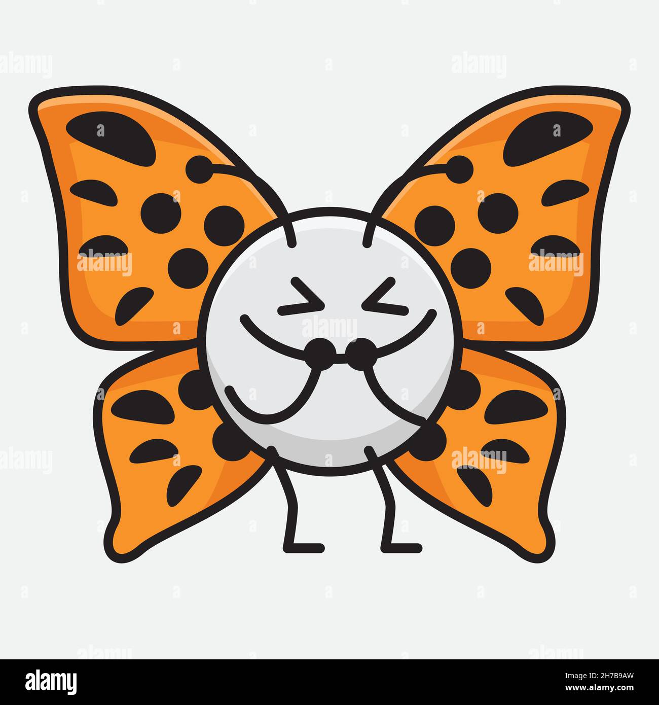 Vector Illustration of Butterfly Character with cute face, simple hands ...