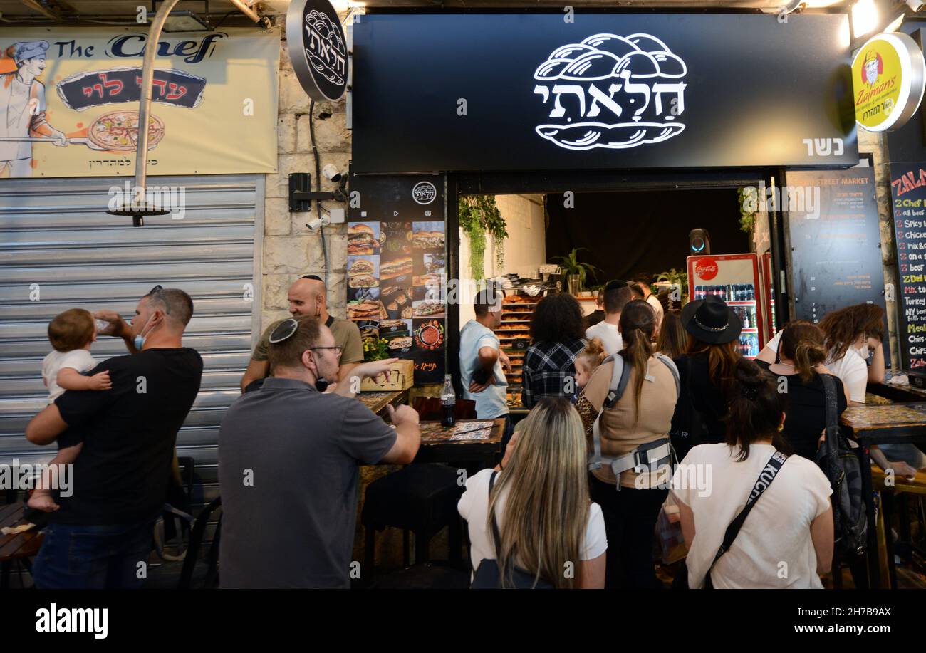 A popular sandwich shop on Haegoz street at the vibrant Machane Yehuda ...