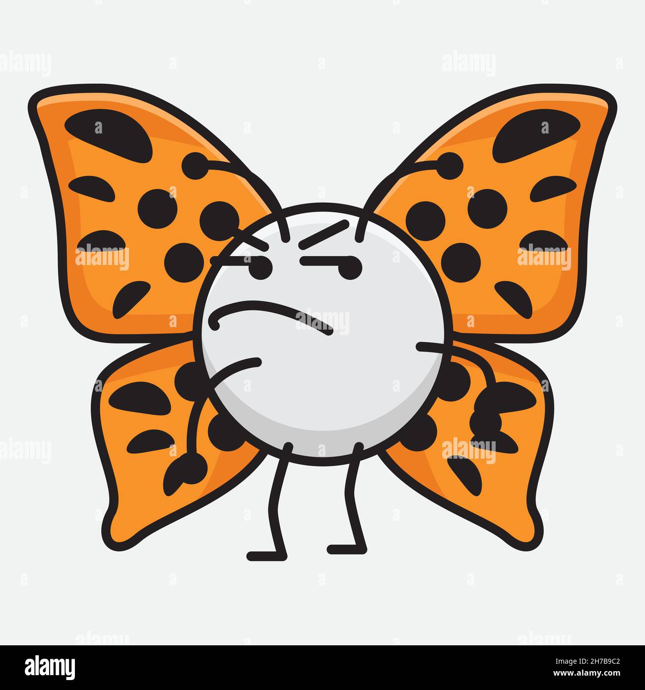 Vector Illustration of Butterfly Character with cute face, simple hands ...