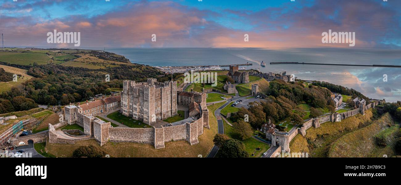 Aerial view of the Dover Castle. The most iconic of all English ...
