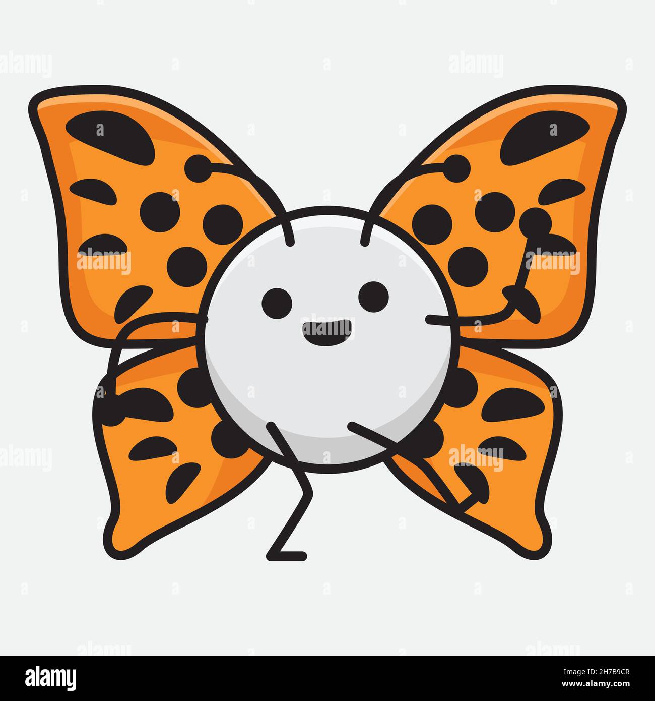 Vector Illustration of Butterfly Character with cute face, simple hands ...