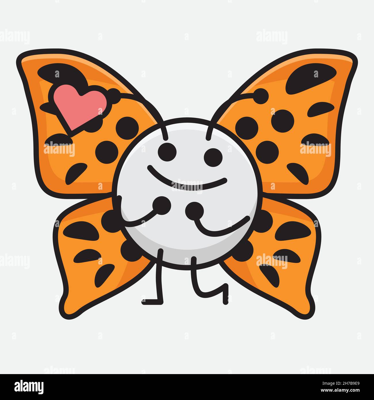 Vector Illustration of Butterfly Character with cute face, simple hands ...