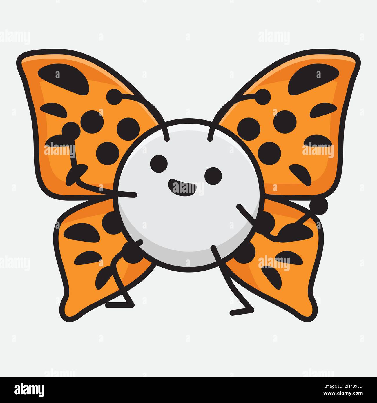 Vector Illustration of Butterfly Character with cute face, simple hands ...