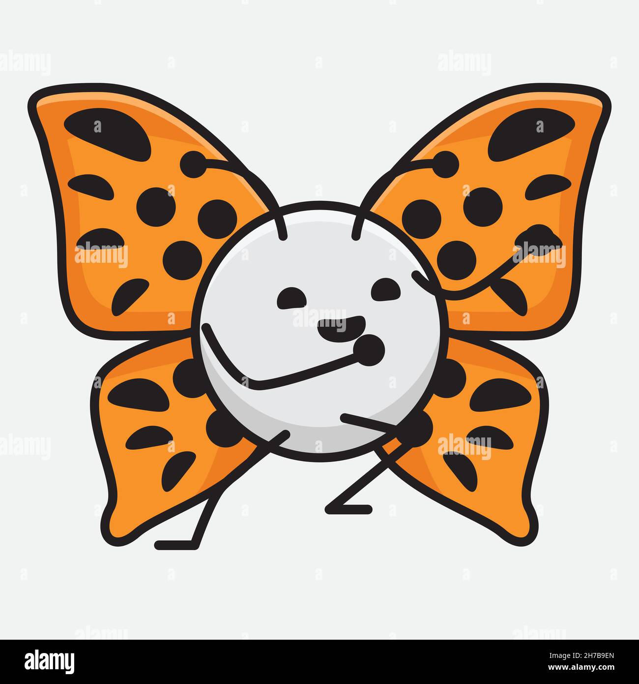 Vector Illustration of Butterfly Character with cute face, simple hands ...