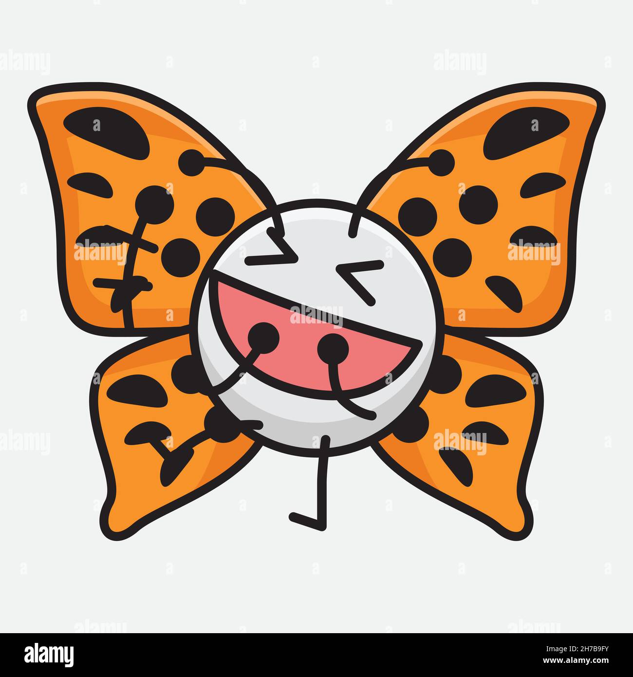 Vector Illustration of Butterfly Character with cute face, simple hands ...