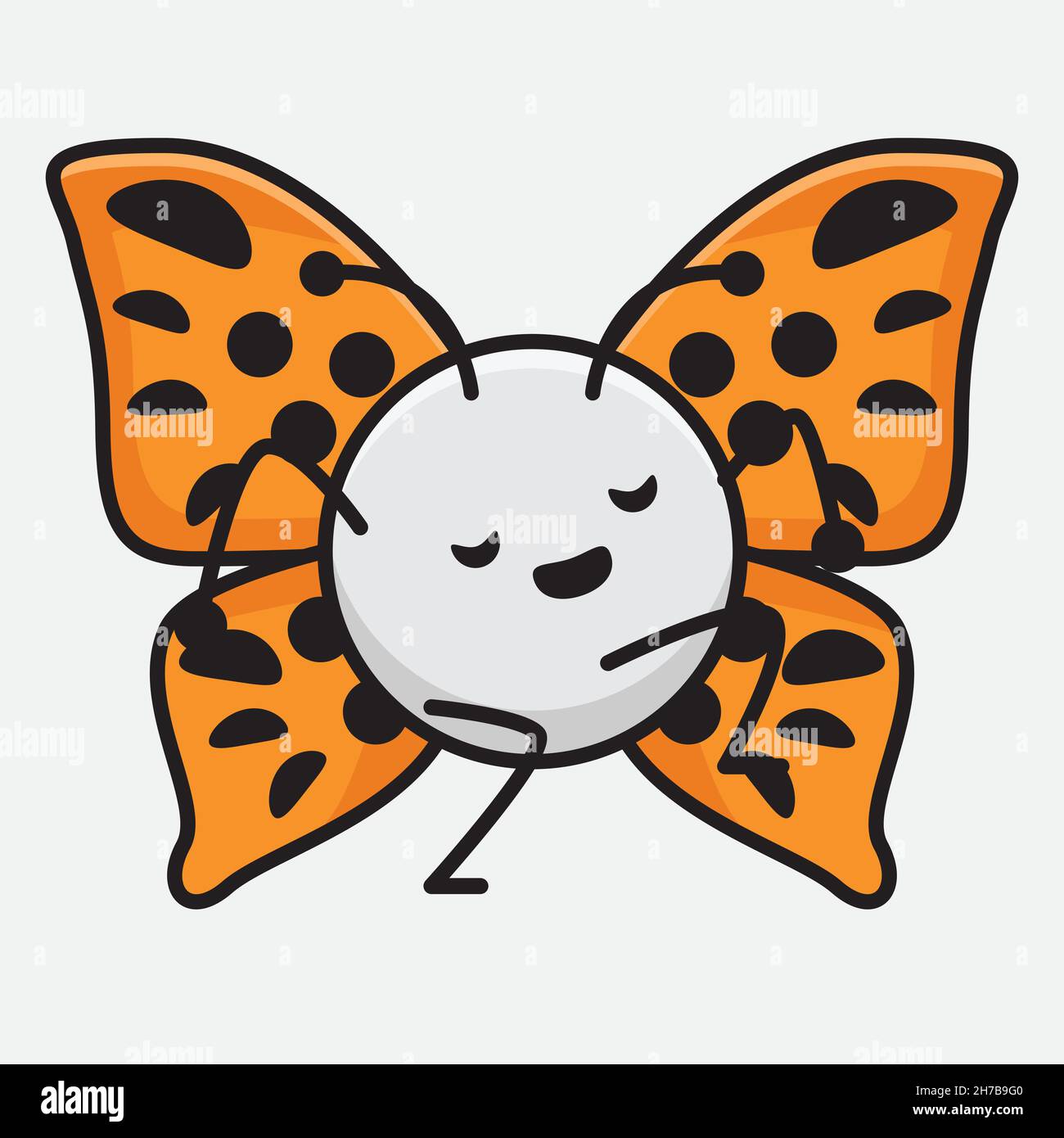 Vector Illustration of Butterfly Character with cute face, simple hands ...
