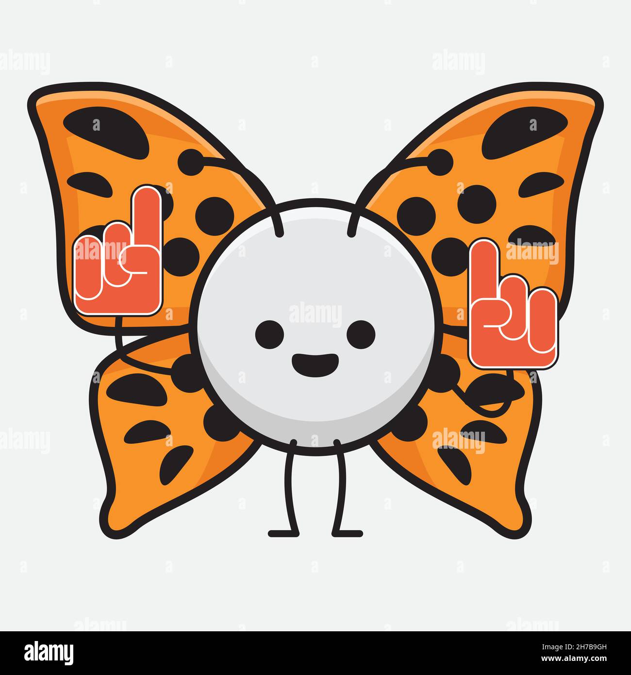 Vector Illustration of Butterfly Character with cute face, simple hands ...