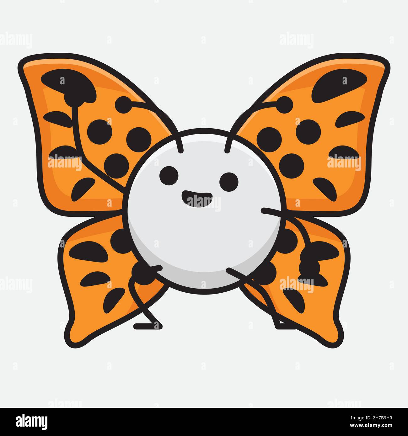 Vector Illustration of Butterfly Character with cute face, simple hands ...