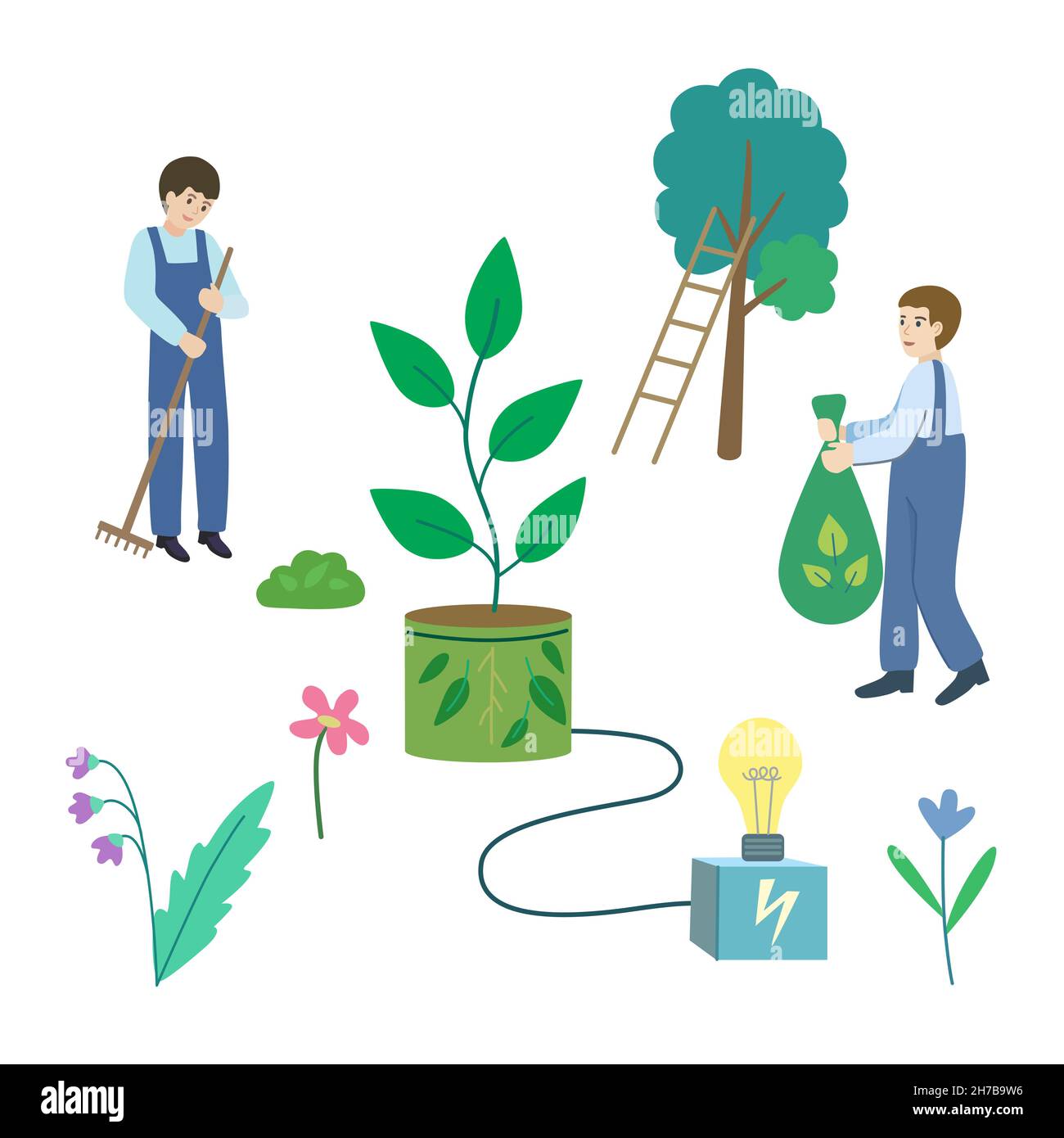 Biomass energy. Renewable clean energy resources. Conceptual vector ...