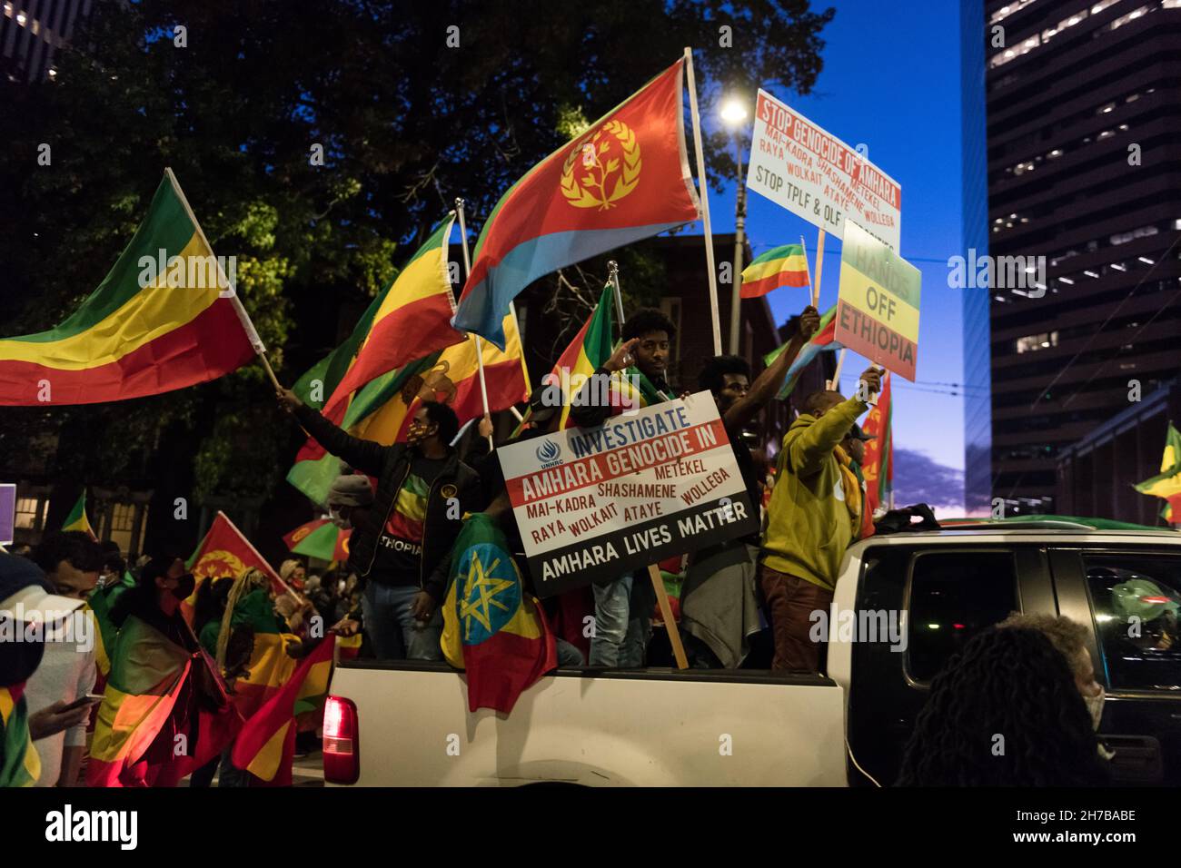 Seattle, USA. 21st Nov, 2021. Around a thousand protestors flooding 3rd ...